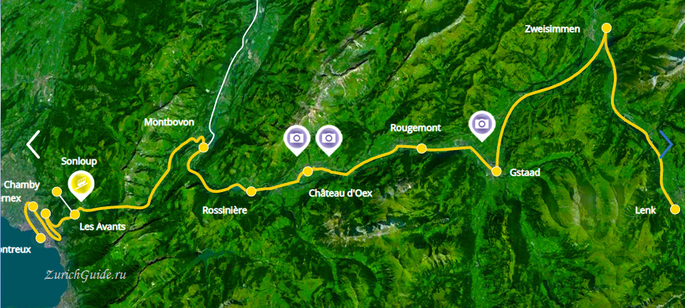 Панорамный поезд "Золотой перевал" (Golden Pass Express)